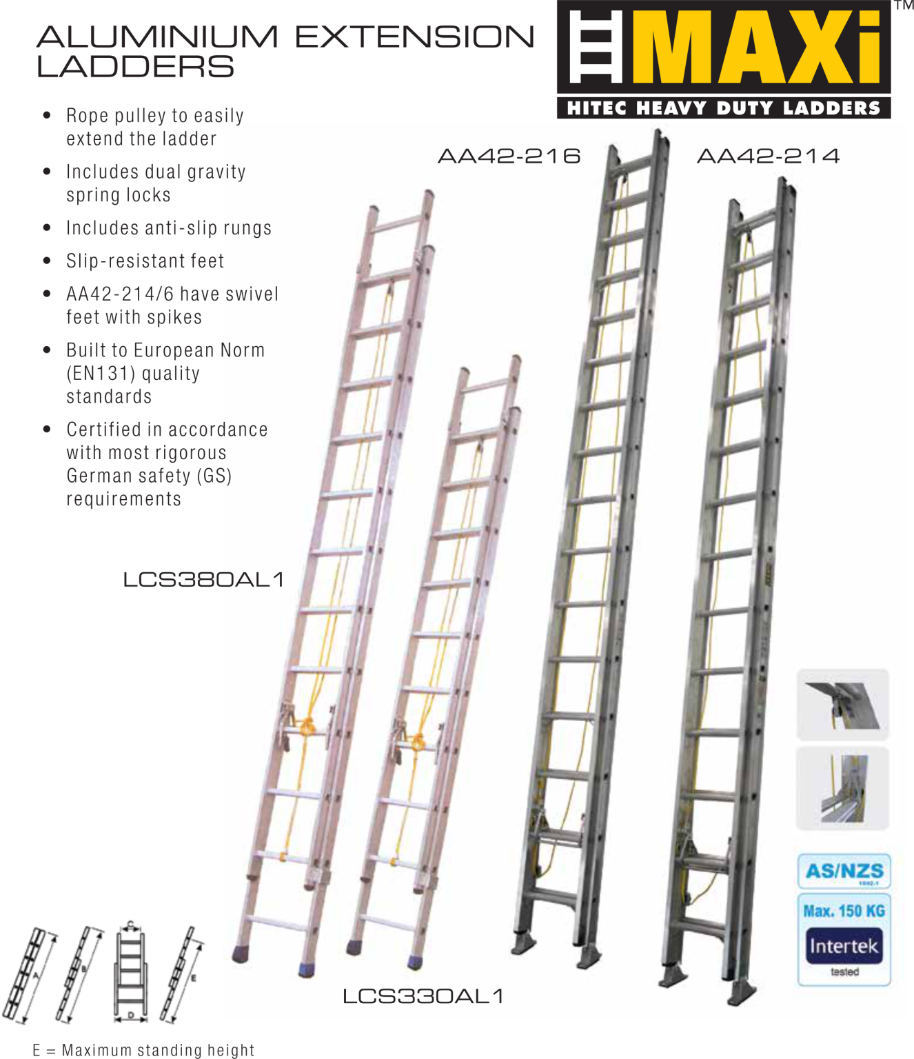 Extension/Push Up Ladders – Maxi Ladders | Hitech Heavy Duty Ladders