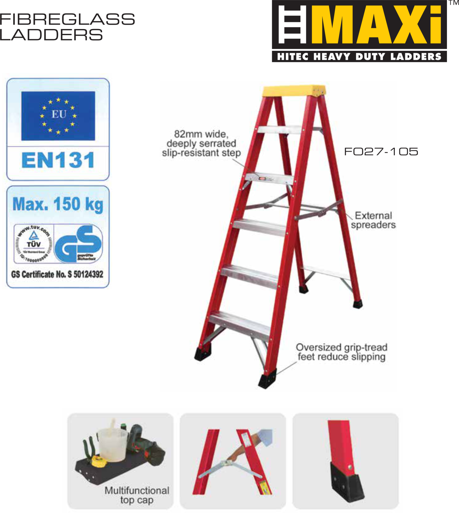 Fibreglass Ladders – Maxi Ladders | Hitech Heavy Duty Ladders