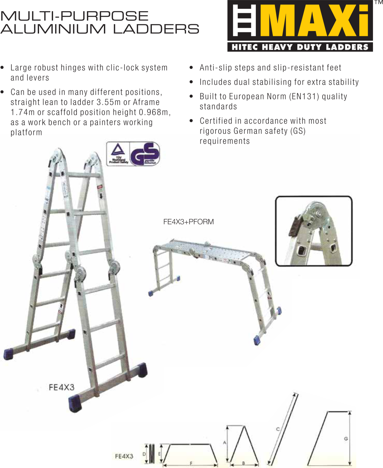 Multi-Purpose Ladders – Maxi Ladders | Hitech Heavy Duty Ladders