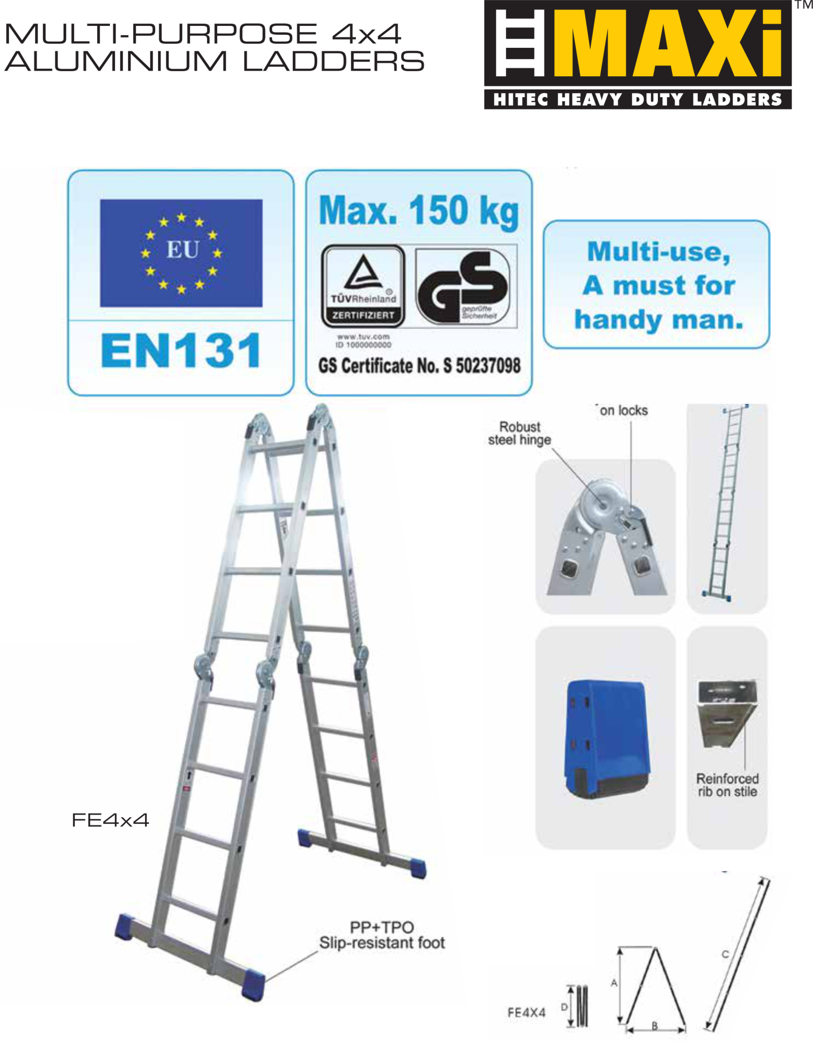Multi-Purpose Ladders – Maxi Ladders | Hitech Heavy Duty Ladders