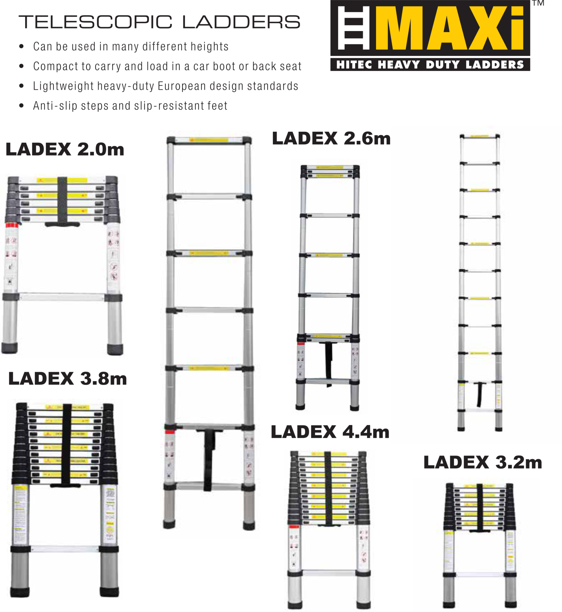 Telescopic Ladders – Maxi Ladders | Hitech Heavy Duty Ladders