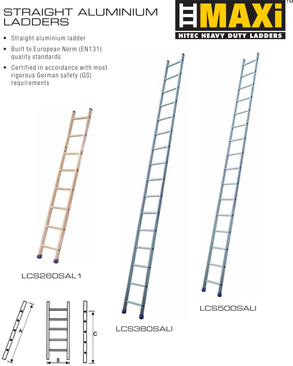 Single Pole Ladders – Maxi Ladders | Hitech Heavy Duty Ladders
