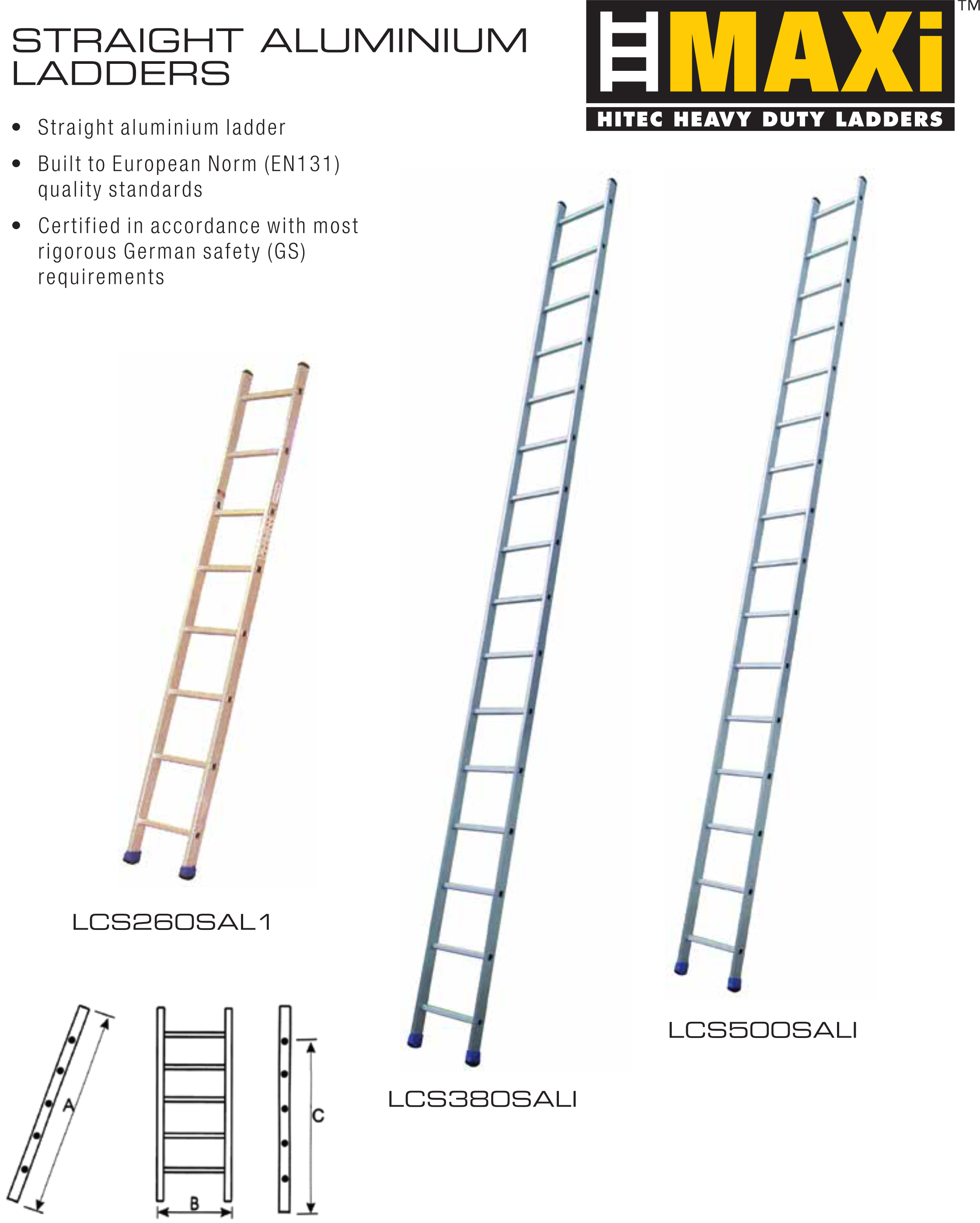 Single Pole Ladders – Maxi Ladders | Hitech Heavy Duty Ladders