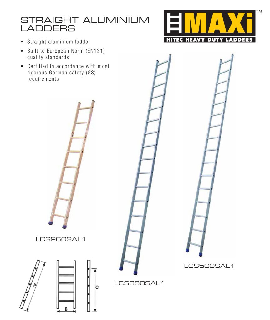 Single Pole Ladders – Maxi Ladders | Hitech Heavy Duty Ladders